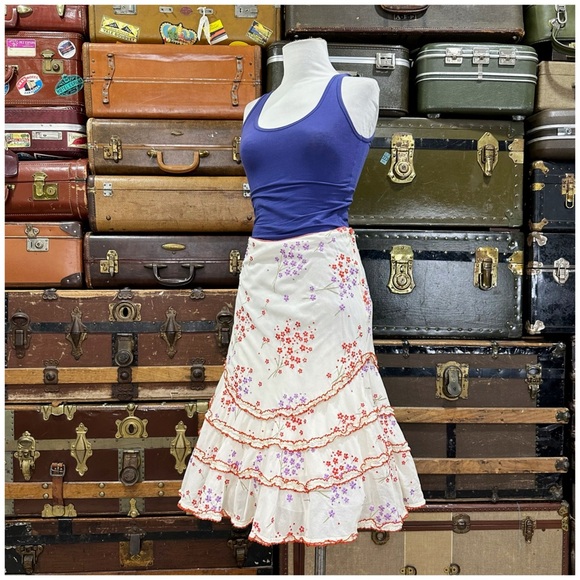 Anthropologie | Skirts | 206 Anthro Flower Spray Skirt By Lithe | Poshmark